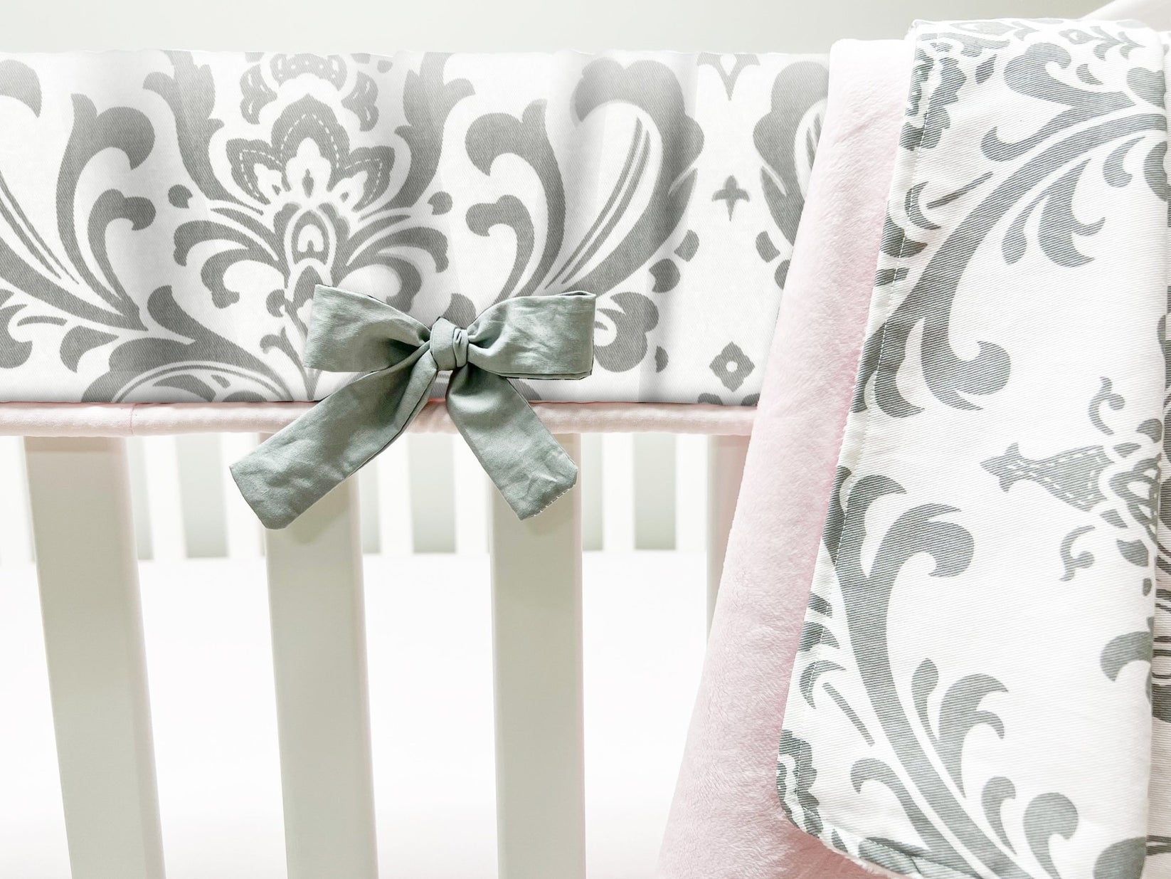 Pink and Gray Traditions Crib Rail Cover – New Arrivals Inc